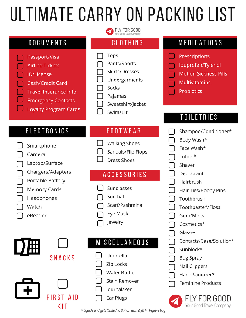 How To Make Air Travel Easier Ultimate Carry On Packing List Fly For Good